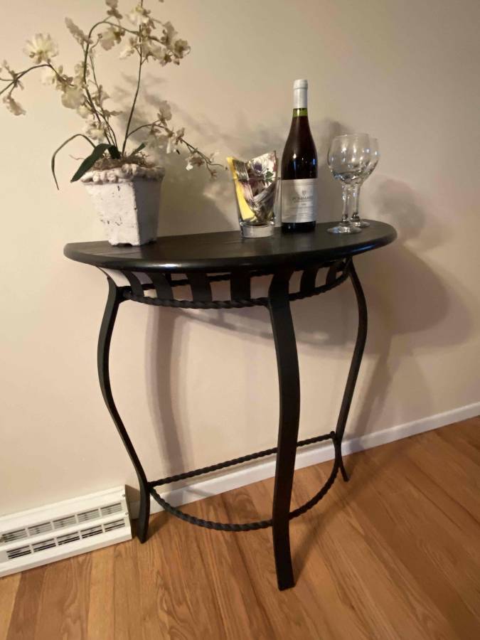 Half-Round Wood & Metal Console Table/Entryway Table/Hall Table