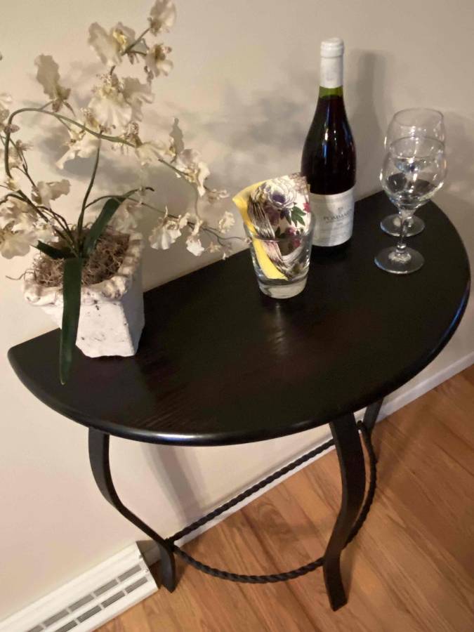 Half-Round Wood & Metal Console Table/Entryway Table/Hall Table