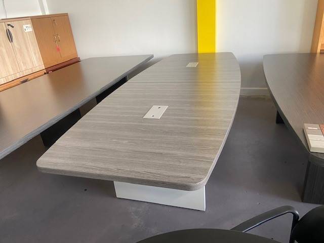 conference table boat shape 4x10 gray , white