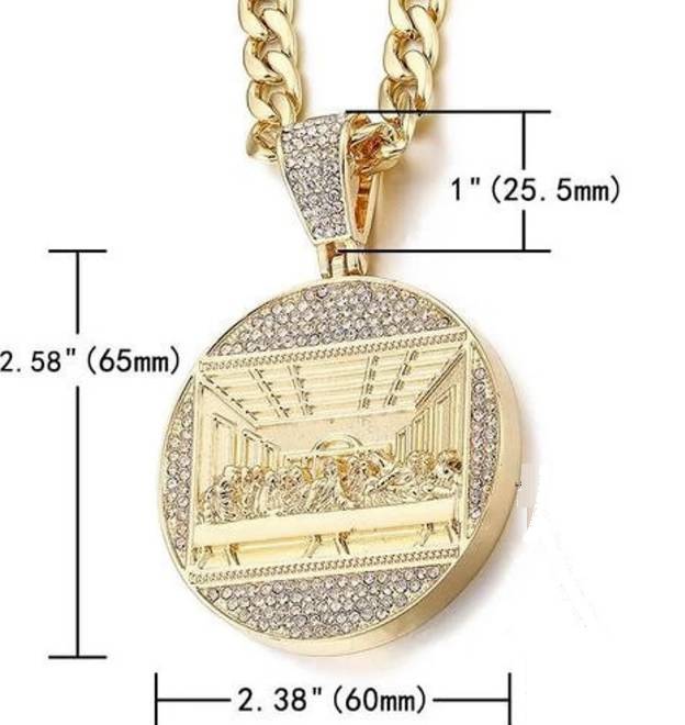 LARGE ICED OUT JESUS LAST SUPPER NECKLACE WITH CUBAN LINK CHAIN | Looknet